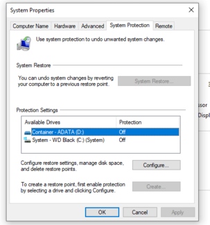 Disable System Restore and free up storage in Windows 10