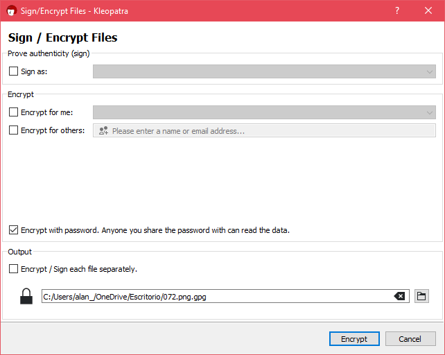 Encrypt and decrypt GPG files on Windows